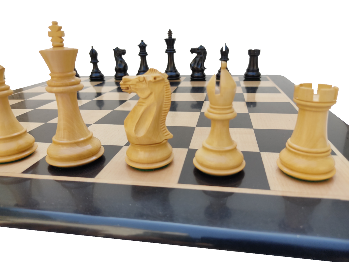 21" Ebony Wooden Chess Set - Square 55 mm - Pure Ebony and Maple wood ...